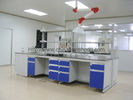Steel C Frame Wood Lab Furniture , Counter Top Island Table For Laboratory