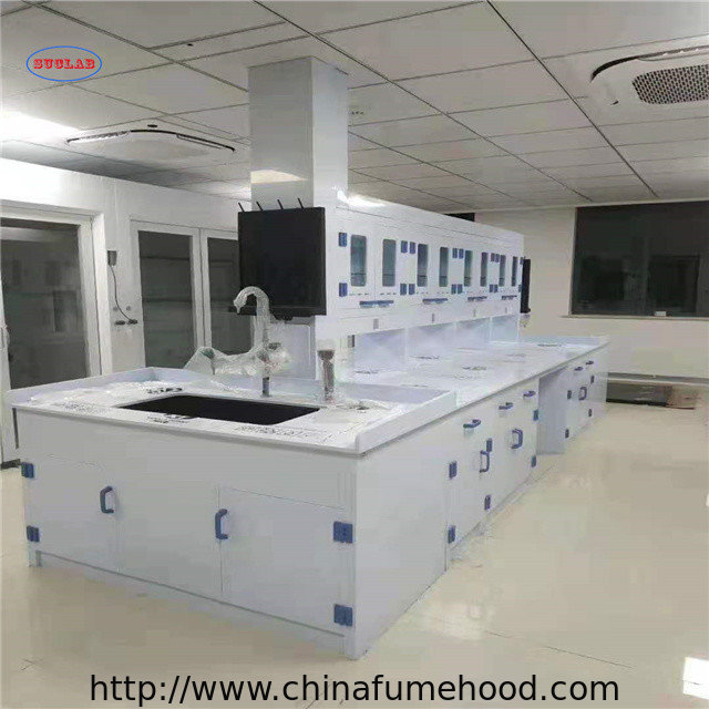 wholesale School Lab Furniture Polypropylene Central Island Bench With Cabinets Chemical Experiment