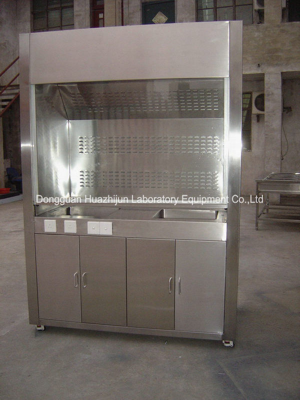 Stainless Steel Lab Fume Hood Cupboards Low Turbulence PVC Track 30W Lighting