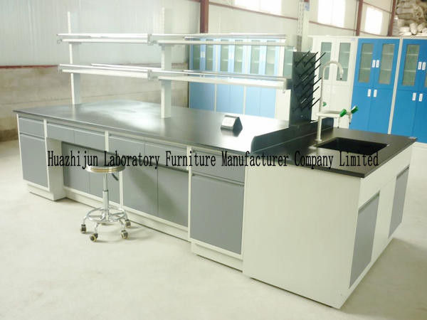 Cold Rolled Steel Lab Furniture , Island Table For Laboratory With Under Storage