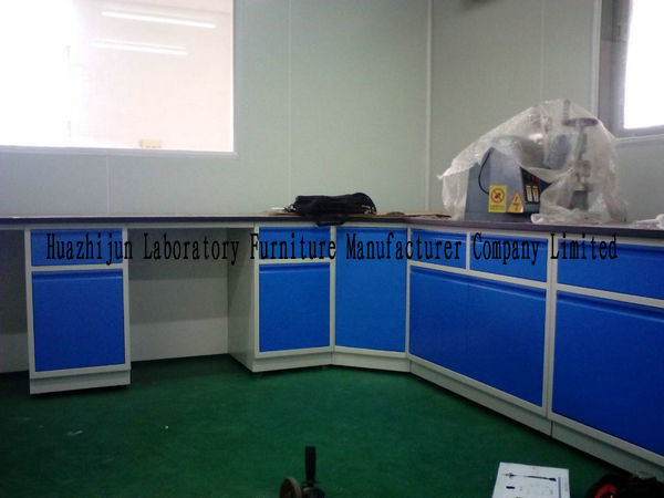 Blue Colour Wall Corner Bench /  Lab Table For Lab Project / Wall Bench With Sink Table