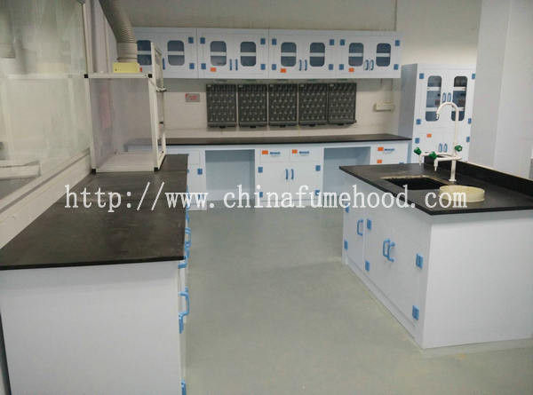 8mm Worktop Chemistry Lab Furniture , PP Material Island Table For Laboratory