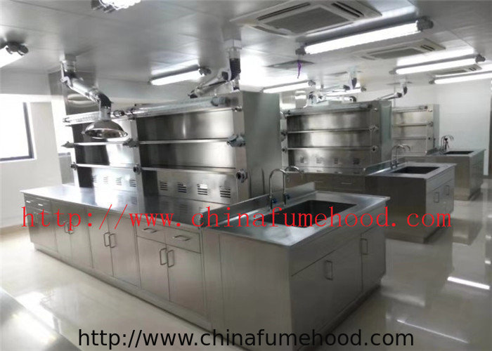 Customized Made Size Stainless Steel Laboratory Furniture University  Hospital Science Work bench With Reagent Shelf