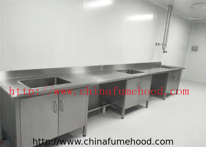Customize Made 304 Stainless Steel Lab Furniture Popular Stainless Steel Sink Bench Cleaning Work Bench