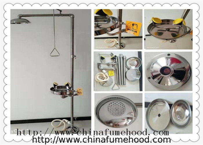 316 Stainless Steel Floor Laboratory Fittings Chemical Shower And Eyewash Station